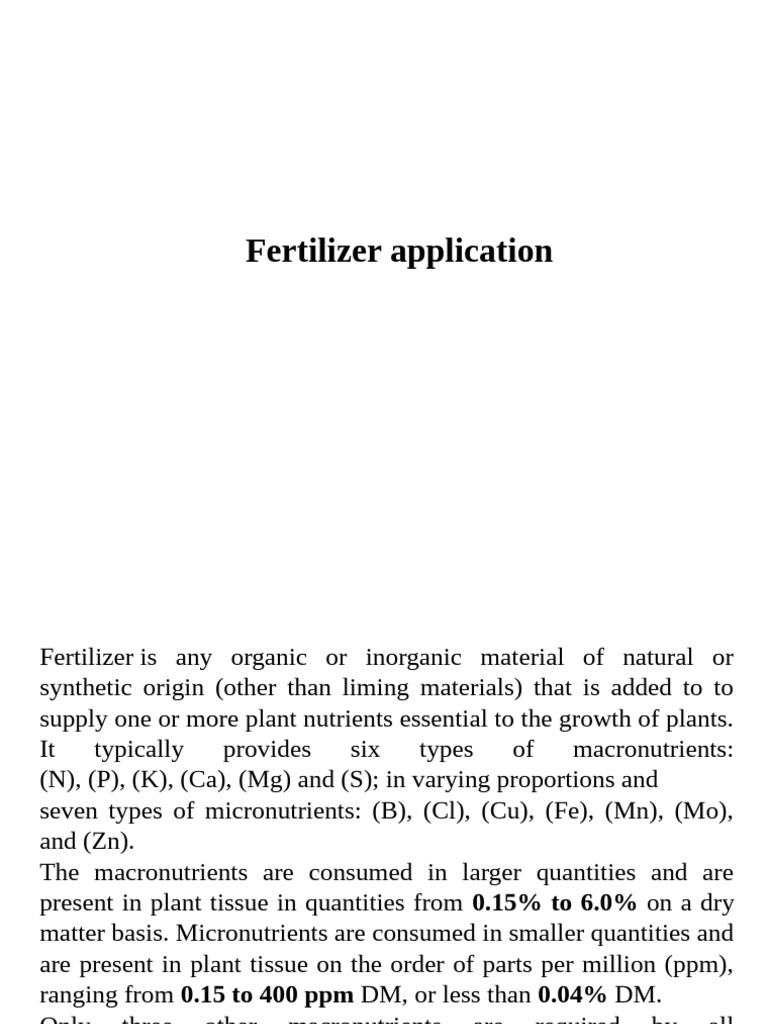Fertilizer Application | PDF | Fertilizer | Plant Nutrition