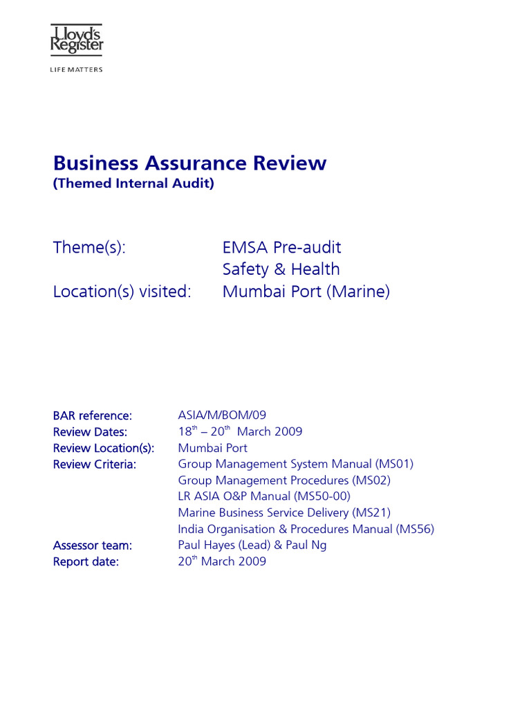 Mumbai Marine Audit Review Report | PDF | Audit | Business