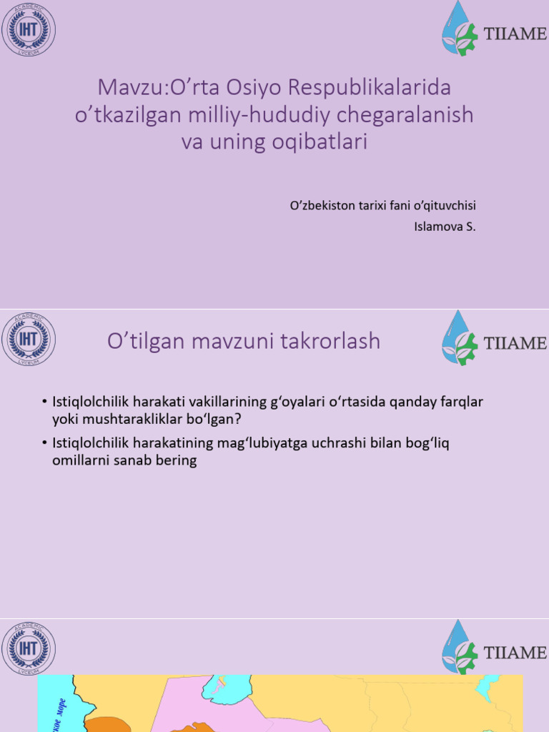 008 O'Zbekiston Tarixi O'Rta Osiyo Respublikalarida o'Tkazilgan | PDF