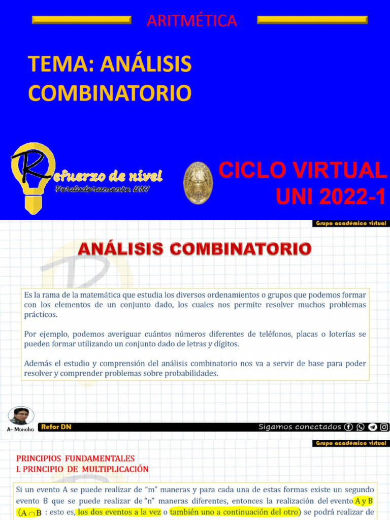 Semana 10 - Análisis Combinatorio | PDF