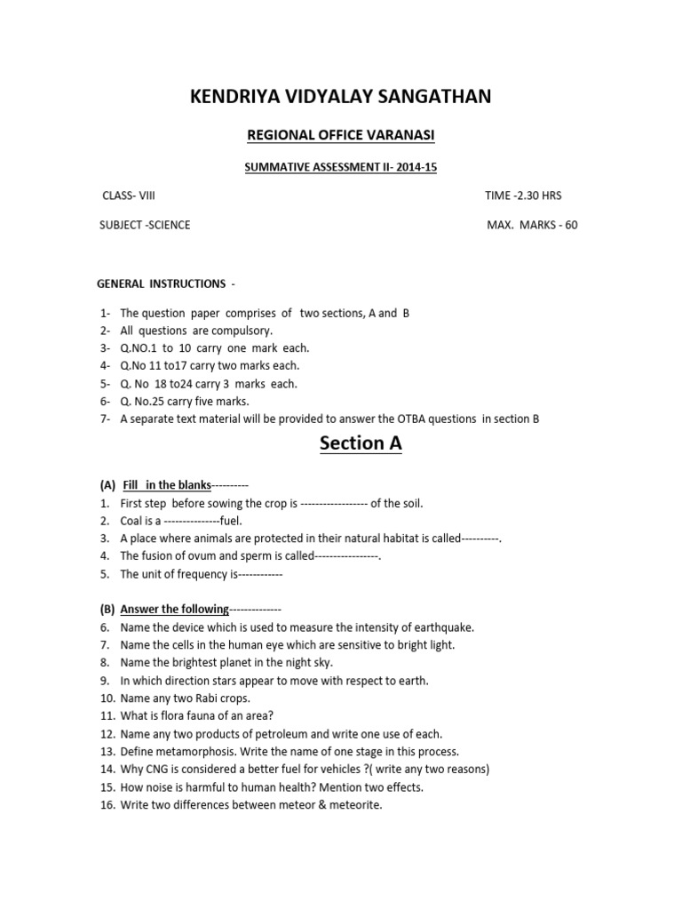 Class 8 Science Summative Assessment II | PDF | Atmosphere Of Earth | Earth