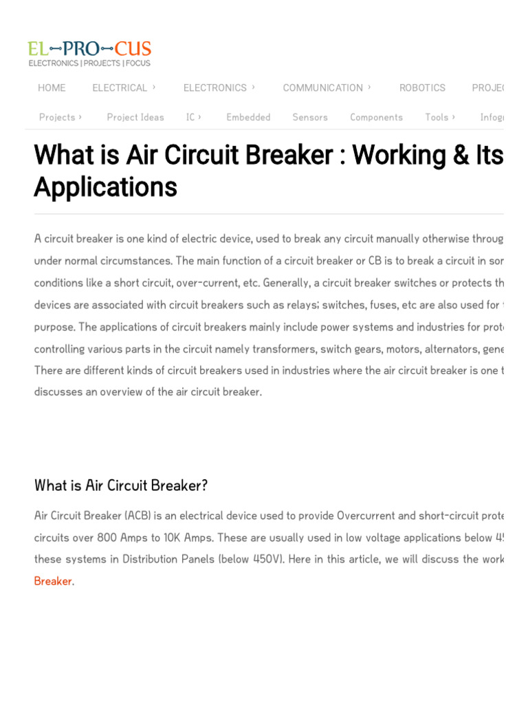 Types and Function of Air Circuit Breakers | PDF | Electric Arc | Switch