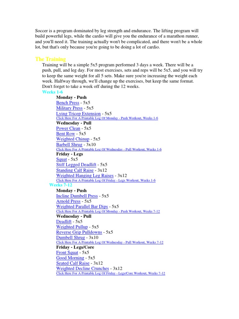 Soccer Strength & Endurance Plan | PDF | Sports | Athletic Sports