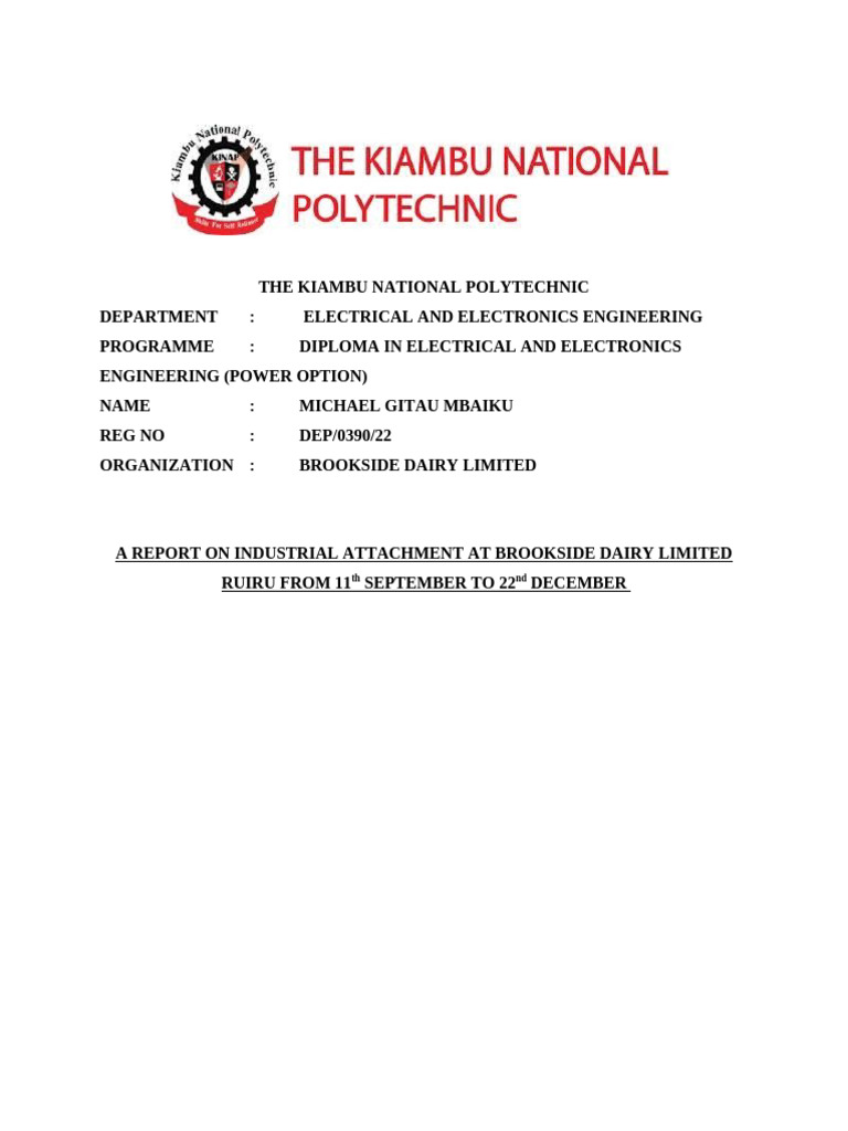 Michael Gitau Mbaiku - Post Attachment Report | PDF | Butter | Milk