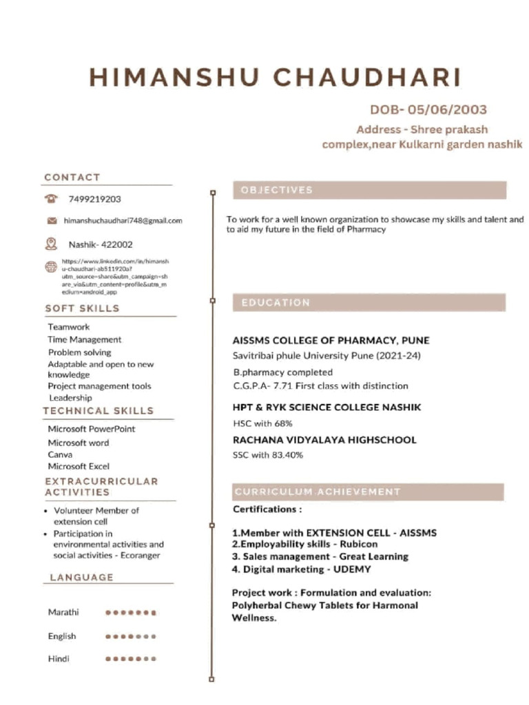Himanshu's Resume. | PDF