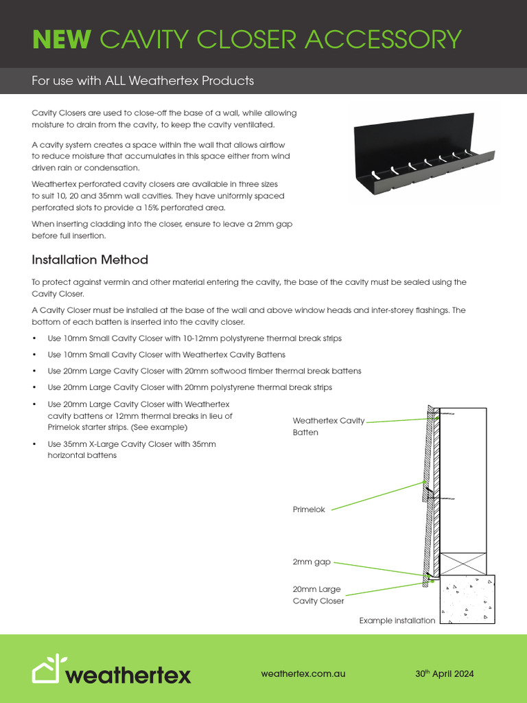 Cavity Closer Installation Guide | PDF