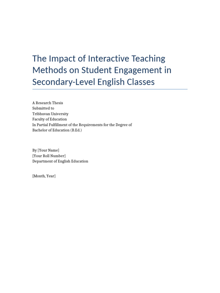 BEd Thesis Interactive Teaching Methods | PDF | Teaching Method | Survey Methodology