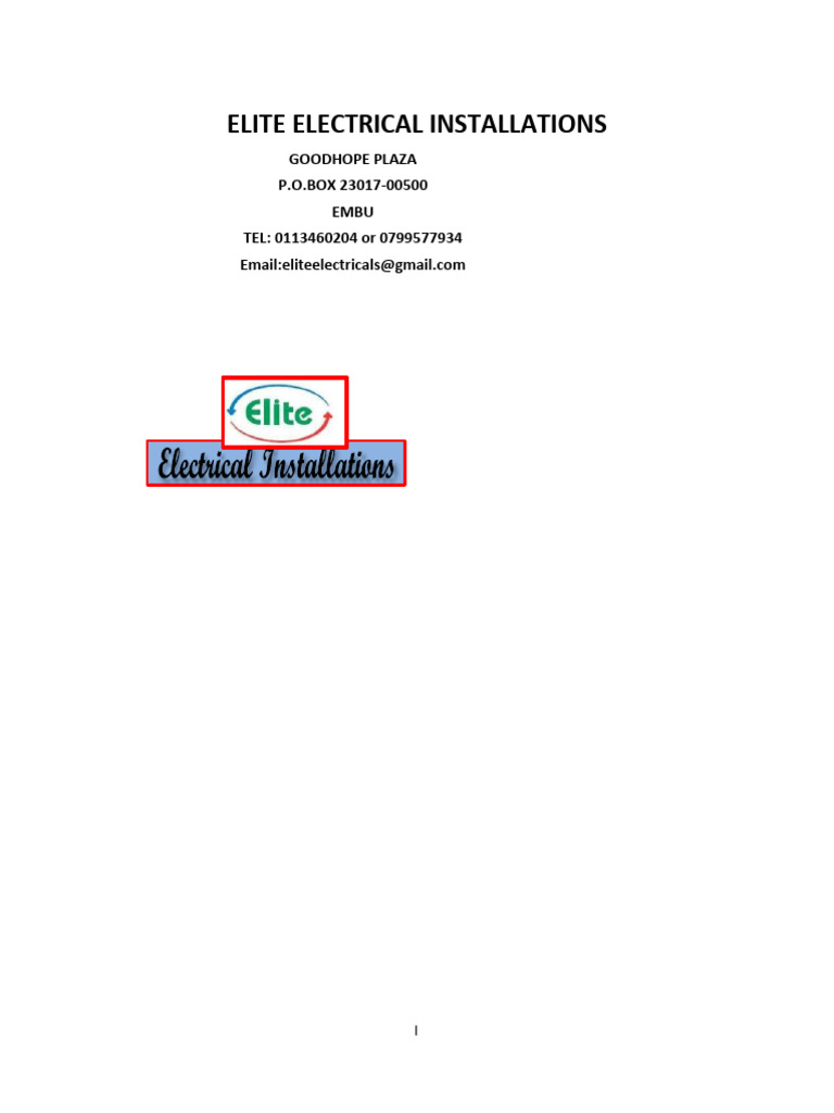 Elite Electrical Installations Business Plan | PDF | Pricing | Retail