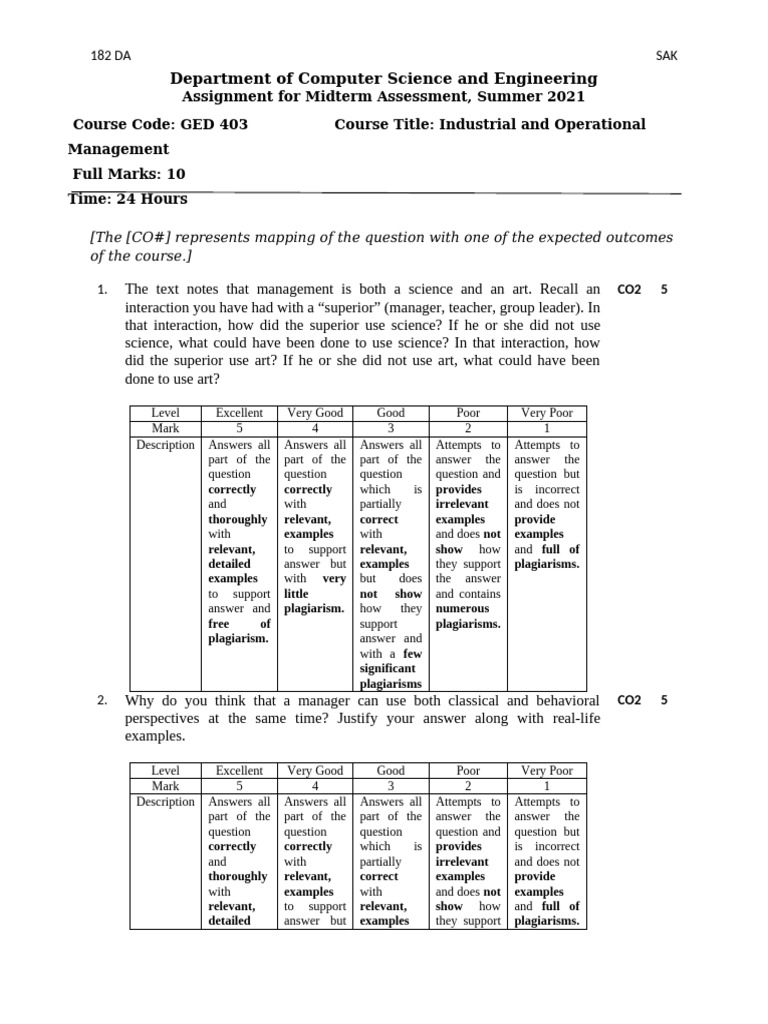 GED 403 Midterm Assessment Assignment | PDF | Cognition | Psychology