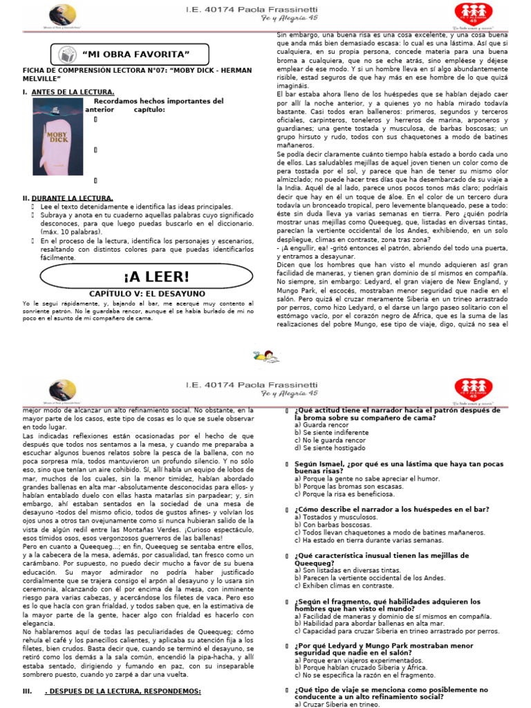 Ficha #07 Moby Dick Cap V | PDF