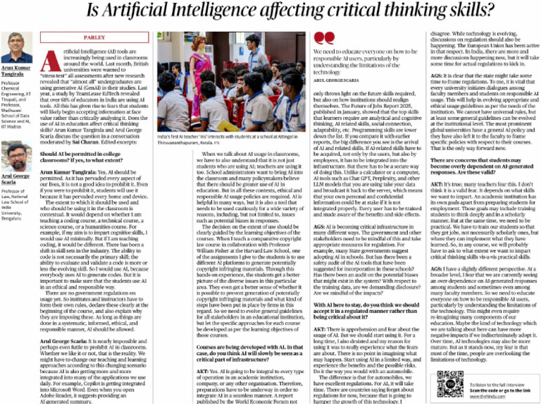 Is Artificial Intelligence Affecting Critical Thinking skills-TH-080325 ...