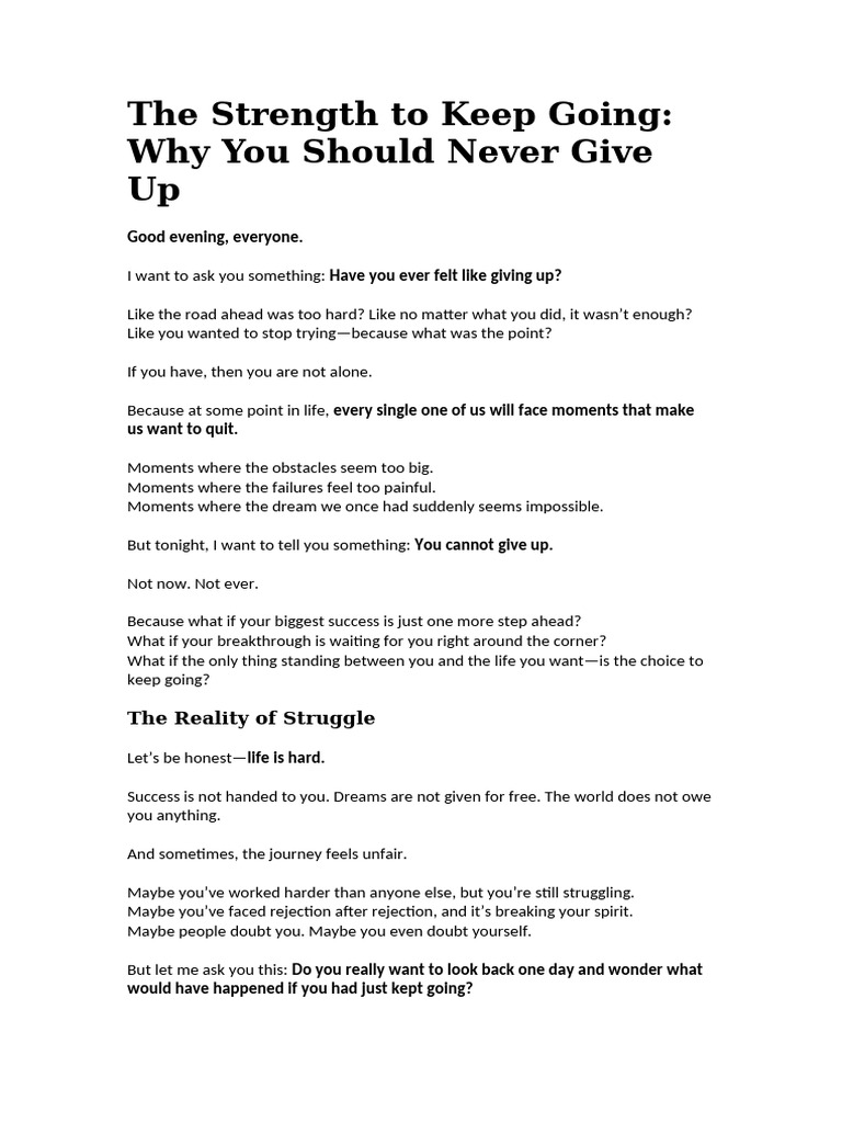 The Strength To Keep Going | PDF