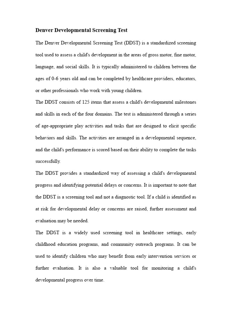 Denver Developmental Screening Test . | PDF