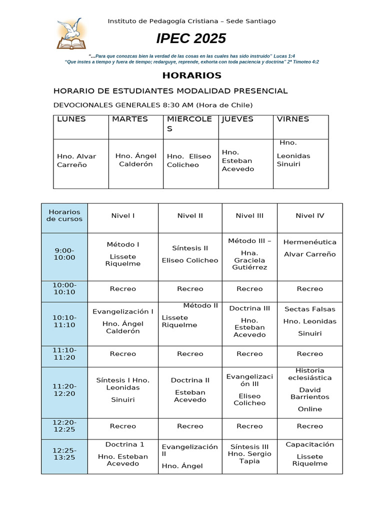 IPEC 2025 HORARIOS | PDF