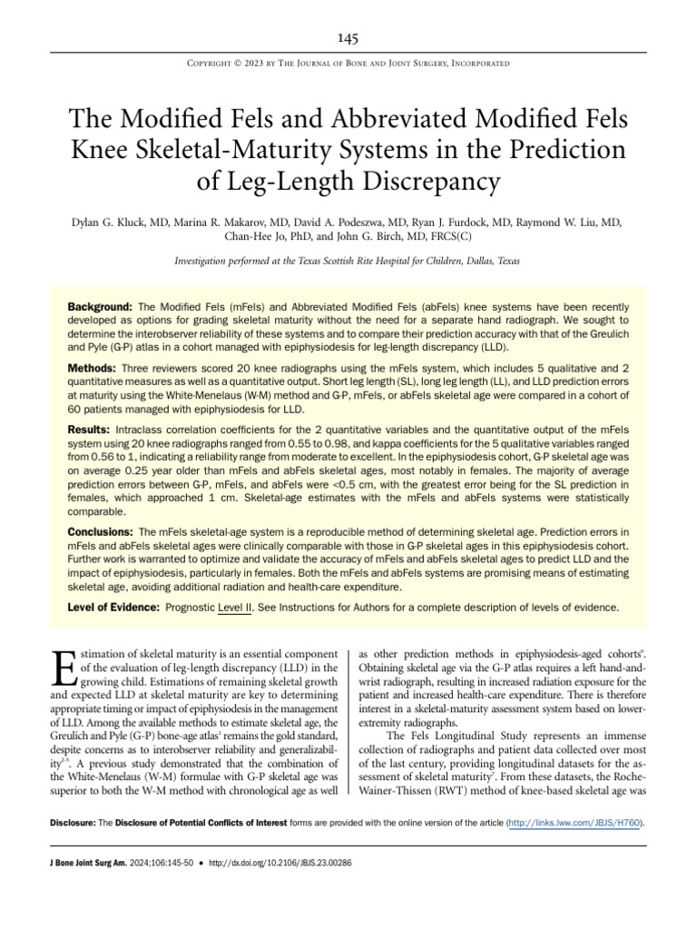 CT-The Modified Fels and Abbreviated Modified Fels Knee Skeletal ...