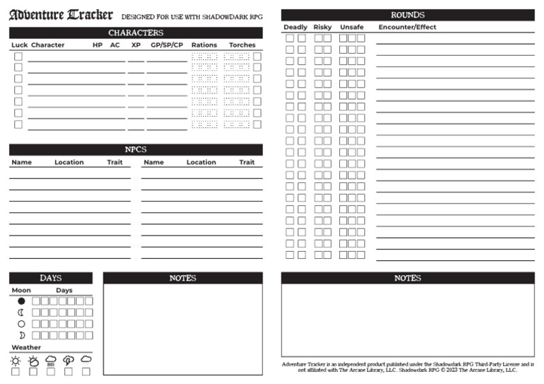 Adventure Tracker (A4) - Converted | PDF