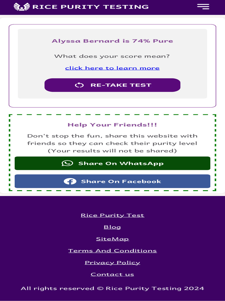 Results - Rice Purity Test | PDF
