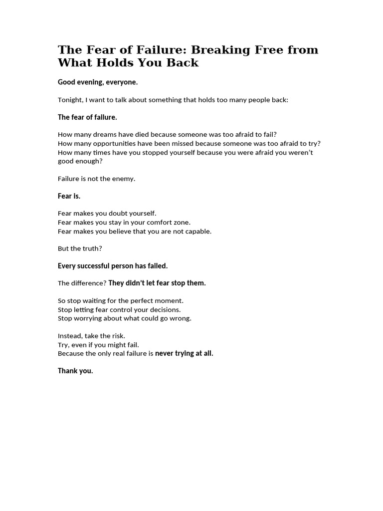 Overcoming the Fear of Failure | PDF