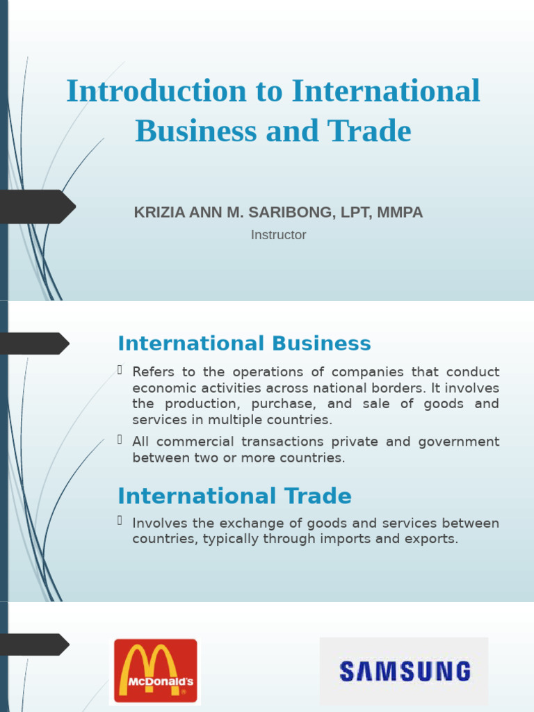 01 Intro To International Business and Trade | PDF | Business | Currency