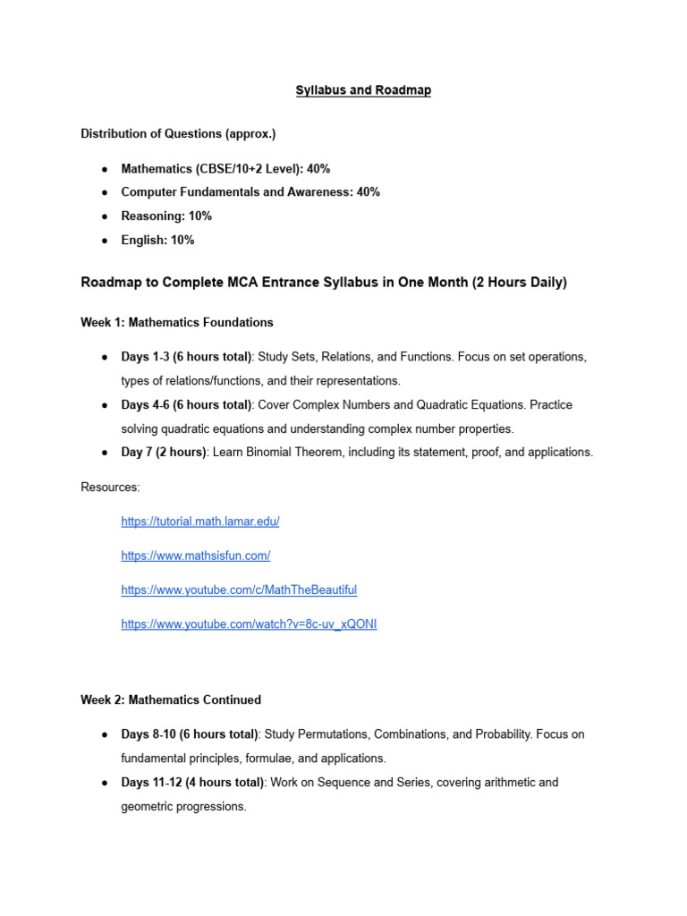 Syllabus and Roadmap | PDF