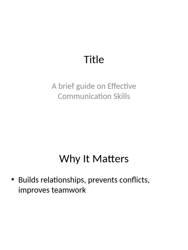 Effective Communication Skills | PDF