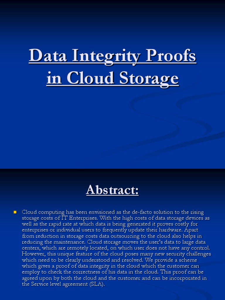 Data Integrity Proofs in Cloud Storage | PDF | Cloud Computing | Service Level Agreement