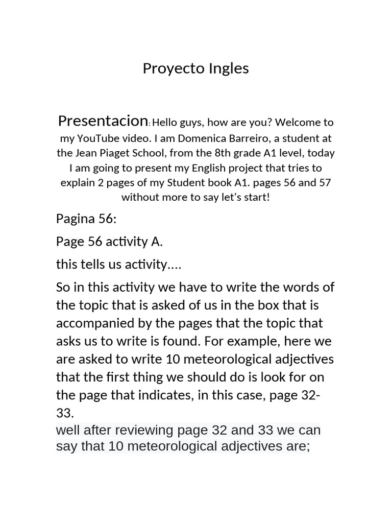 Proyecto Ingles | PDF