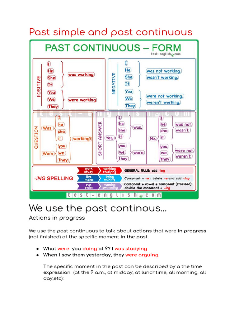 Past Simple and Past Continuous | PDF