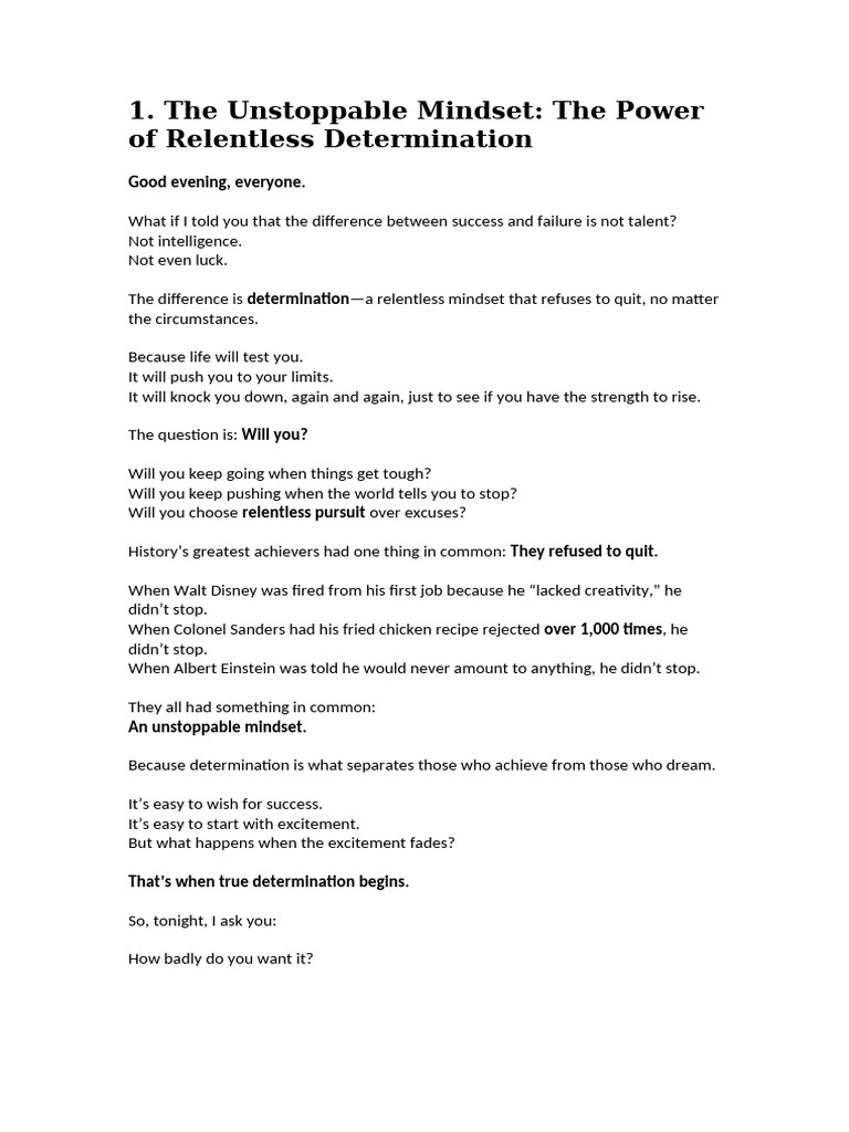 The Unstoppable Mindset | PDF