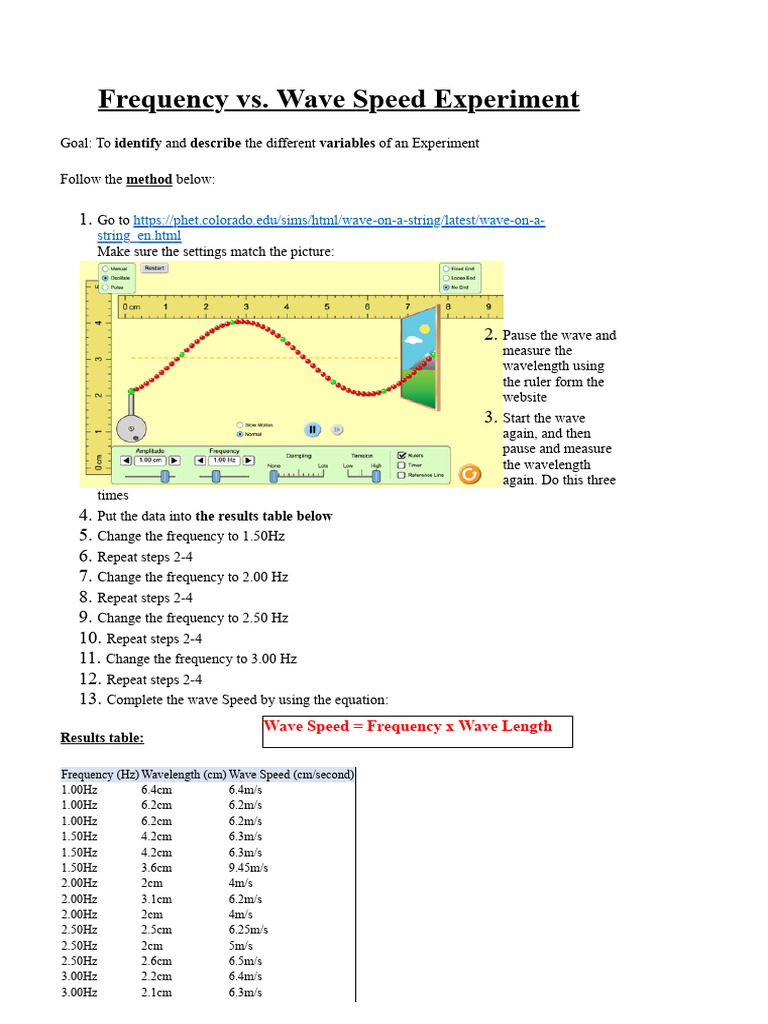 Frequency and Wave Speed Analysis | PDF | Wavelength | Waves