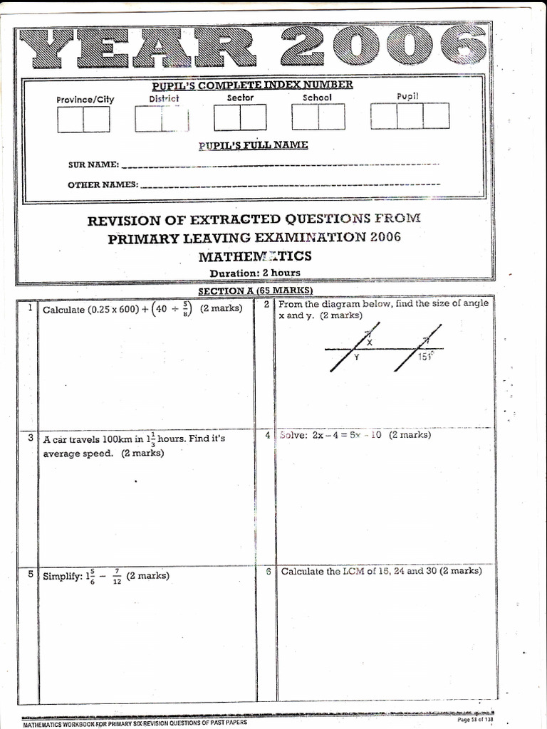 00000717_Mathematic P6 2006 | PDF | Euclid | Elementary Mathematics