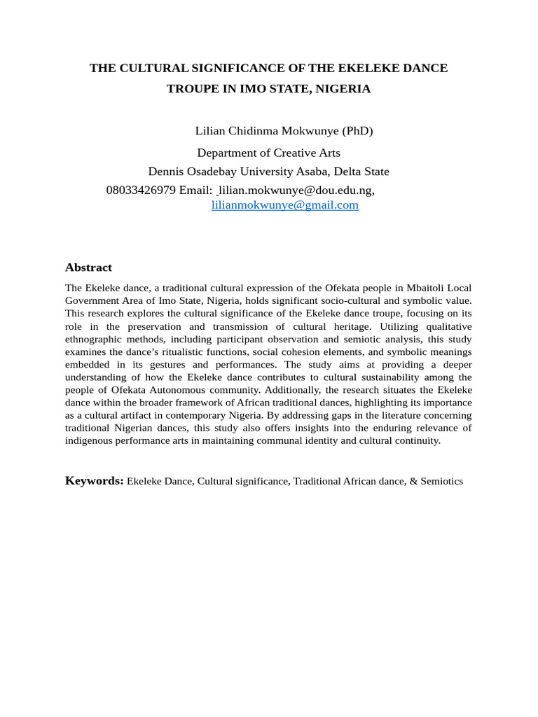 Cultural Impact of Ekeleke Dance in Imo | PDF | Dances | Festival