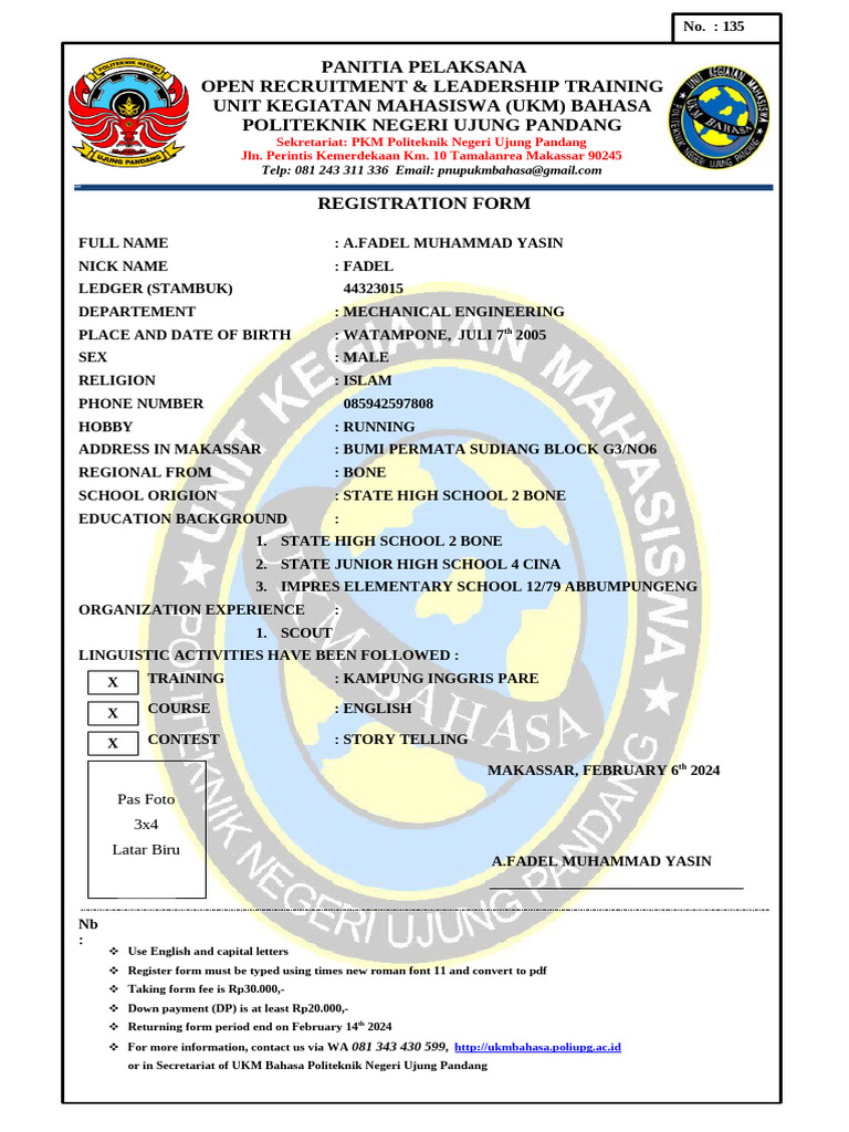 Open Recruitment for UKM Bahasa | PDF