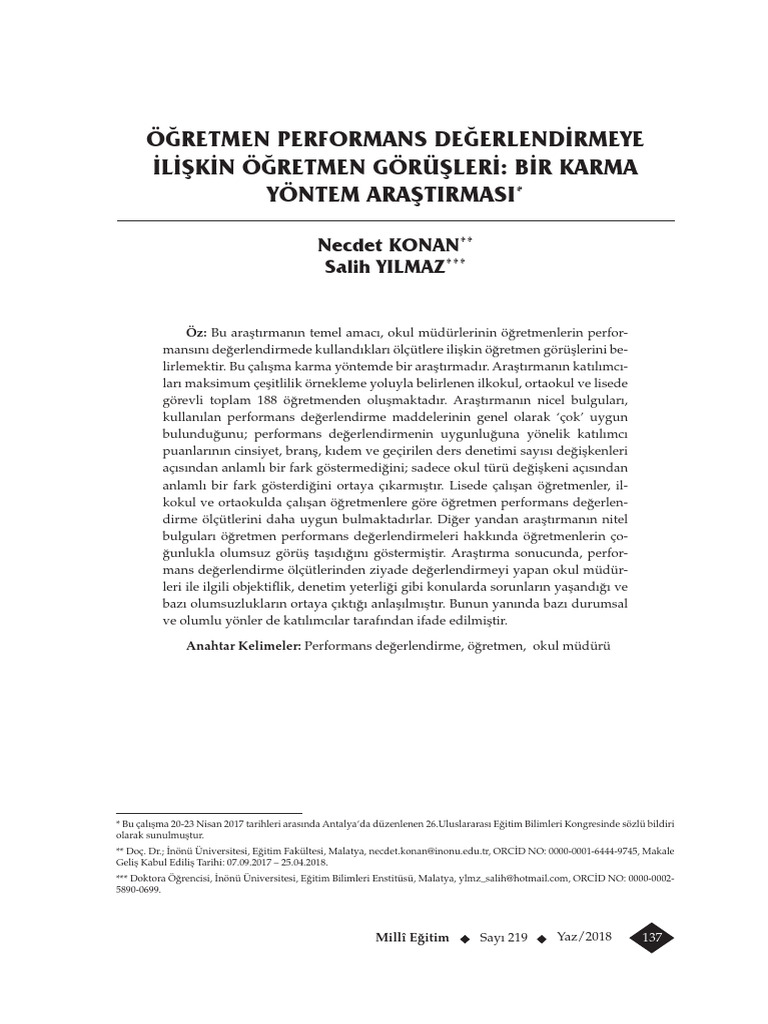 Retmen Performans de - Erlend - Rmeye - L - K - N - Retmen G - R - Ler - B - R Karma y - Ntem ...