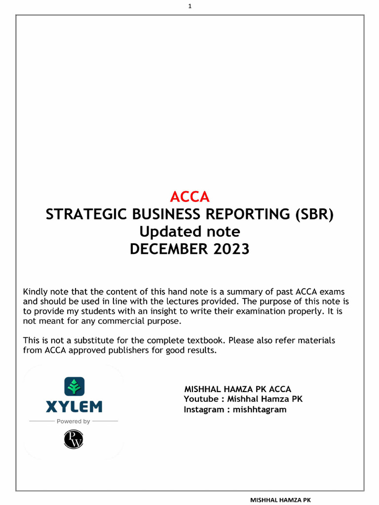 SBR Full Note - Xylem | PDF