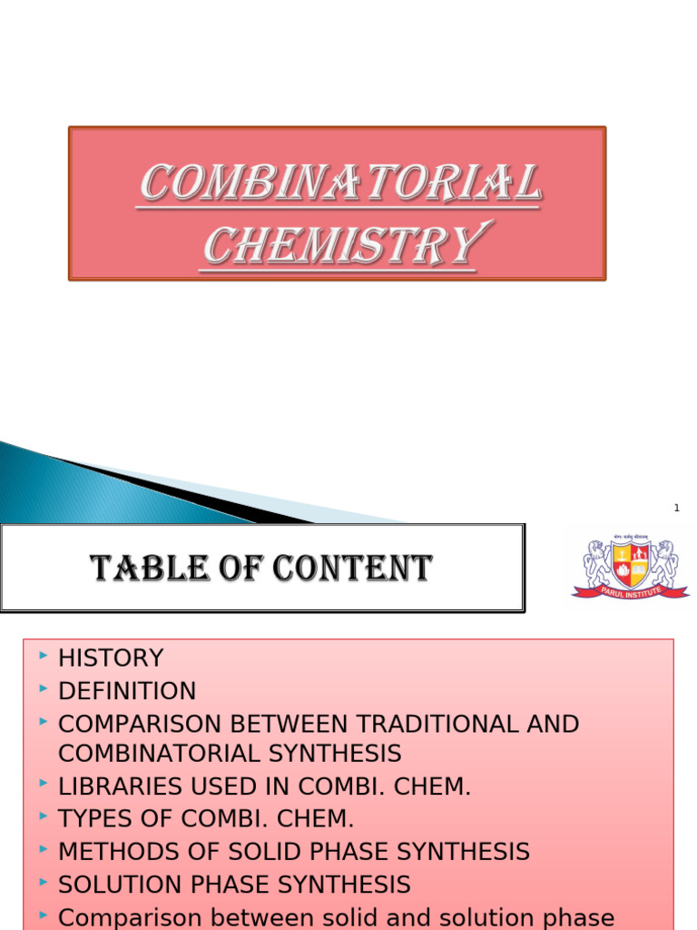 Combinatorial Chemistry | PDF | Cross Link | Organic Synthesis