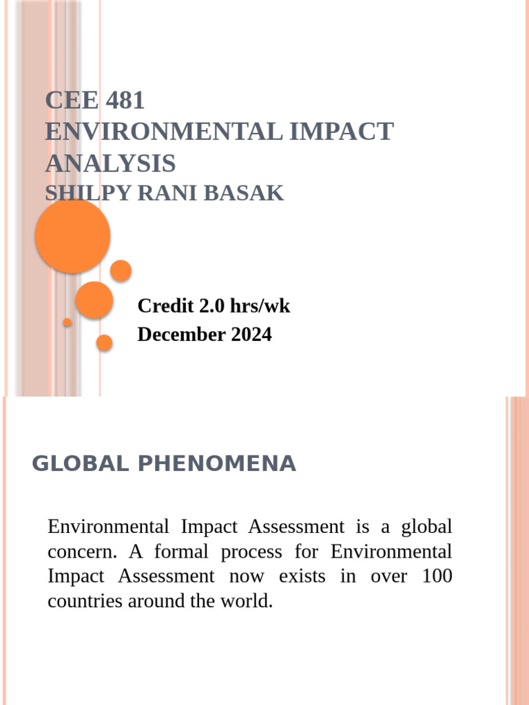 CEE 481 EIA Class Lectures 2024 | PDF