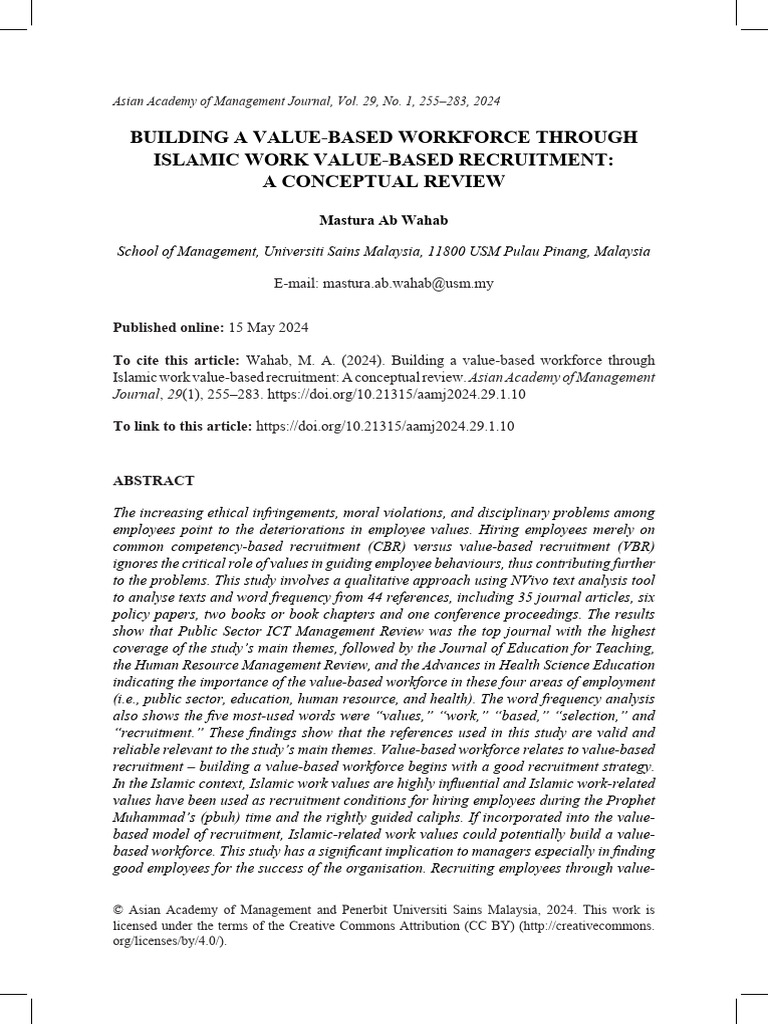 BUILDING A VALUEBASED WORKFORCE THROUGH ISLAMIC WORK VALUEBASED ...