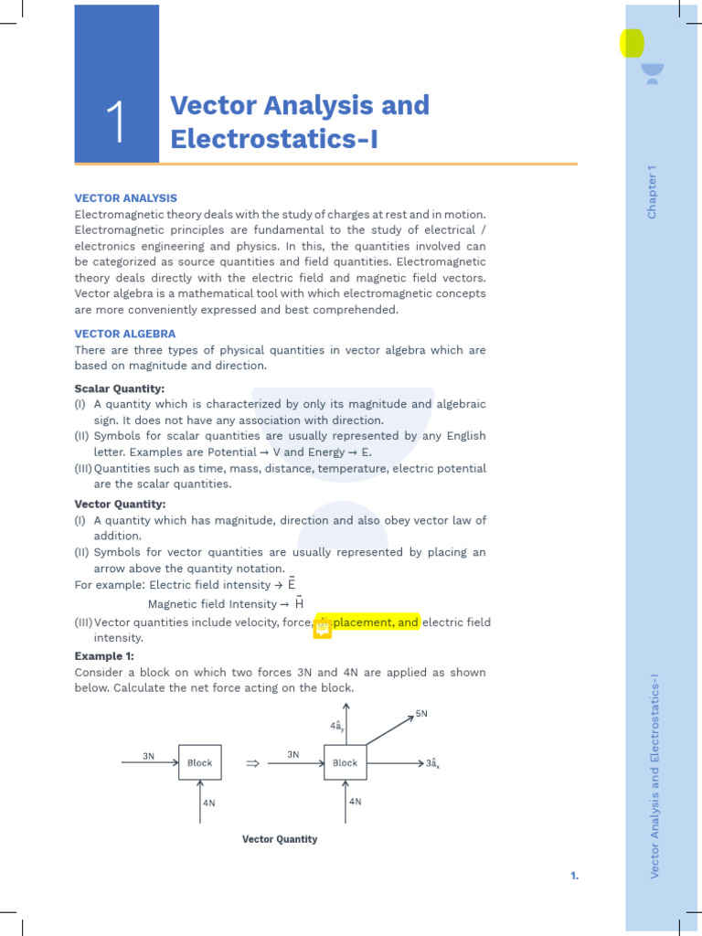 Vector Analysis and Electrostatic 1 | PDF | Force | Euclidean Vector