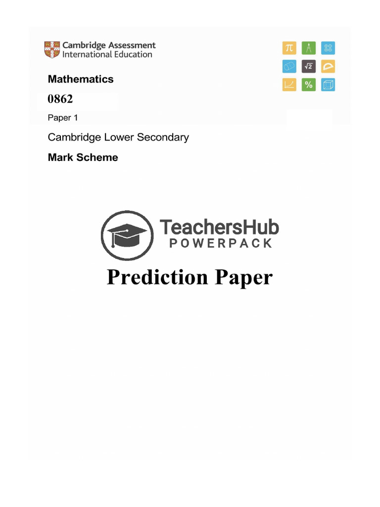Mathematics 0862 Paper 1 Mark Scheme | PDF