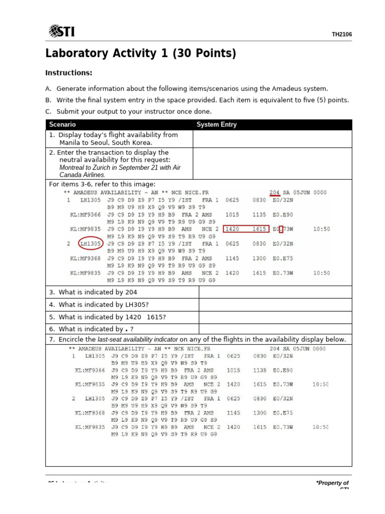 Flight Availability Lab Exercise | PDF | Aviation Safety | Airlines