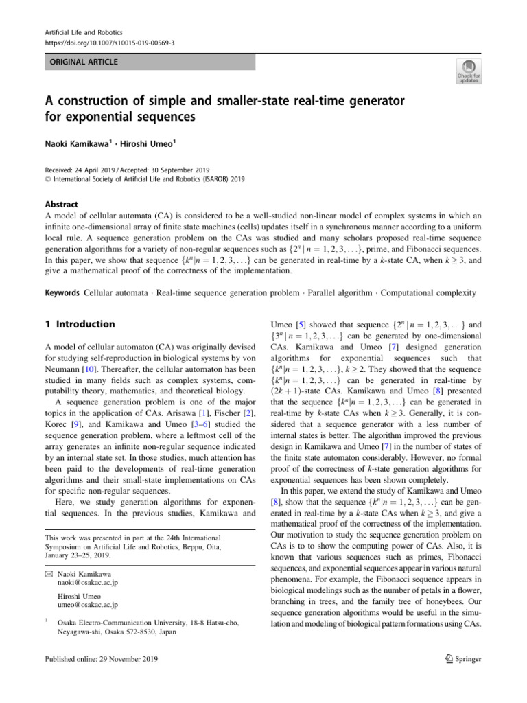 KAMIKAWA - UMEO - A Construction of Simple and Smaller State Real Time Generator For Exponential ...