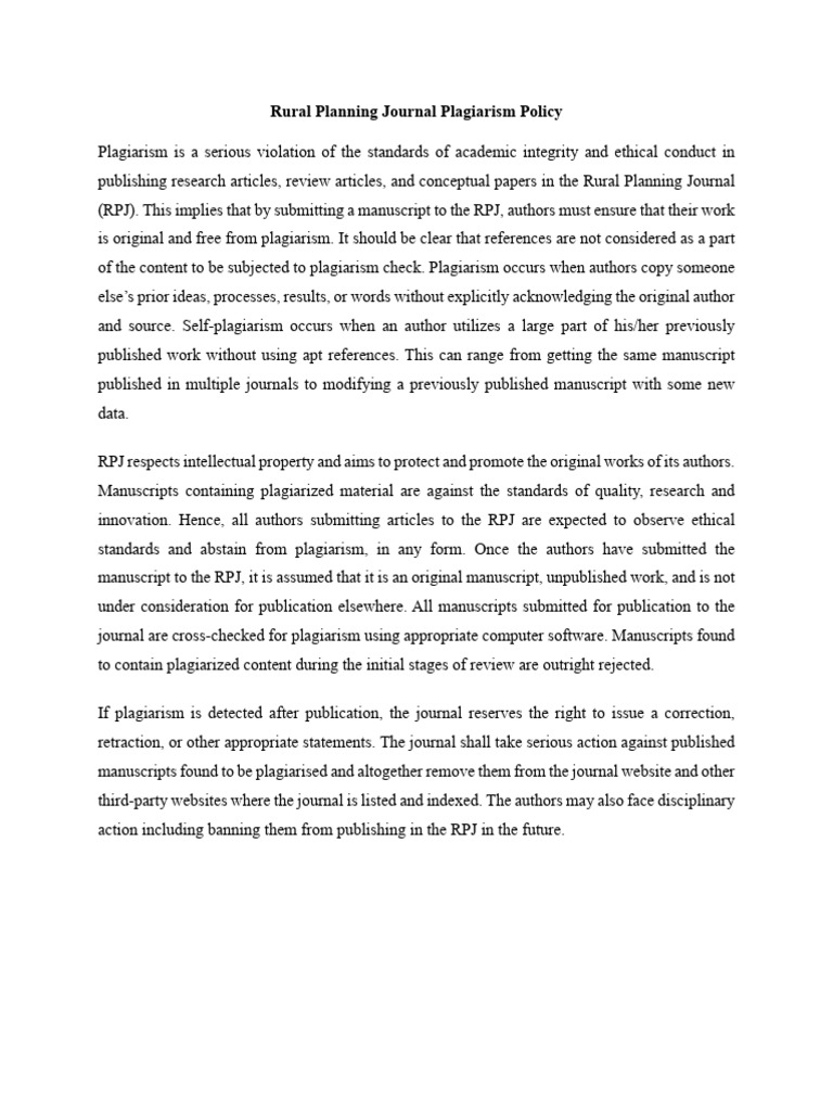 Plagiarism policy-RPJ - Final-OTH | PDF