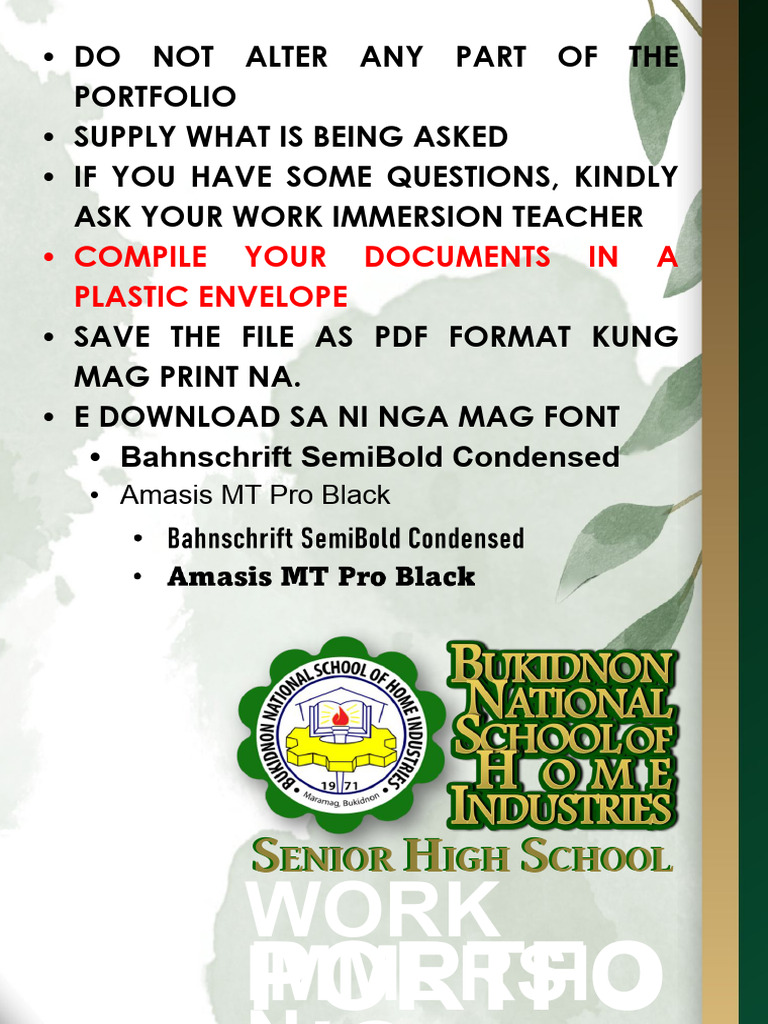 Final 2024 Humss Work Immersion Portfolio | PDF