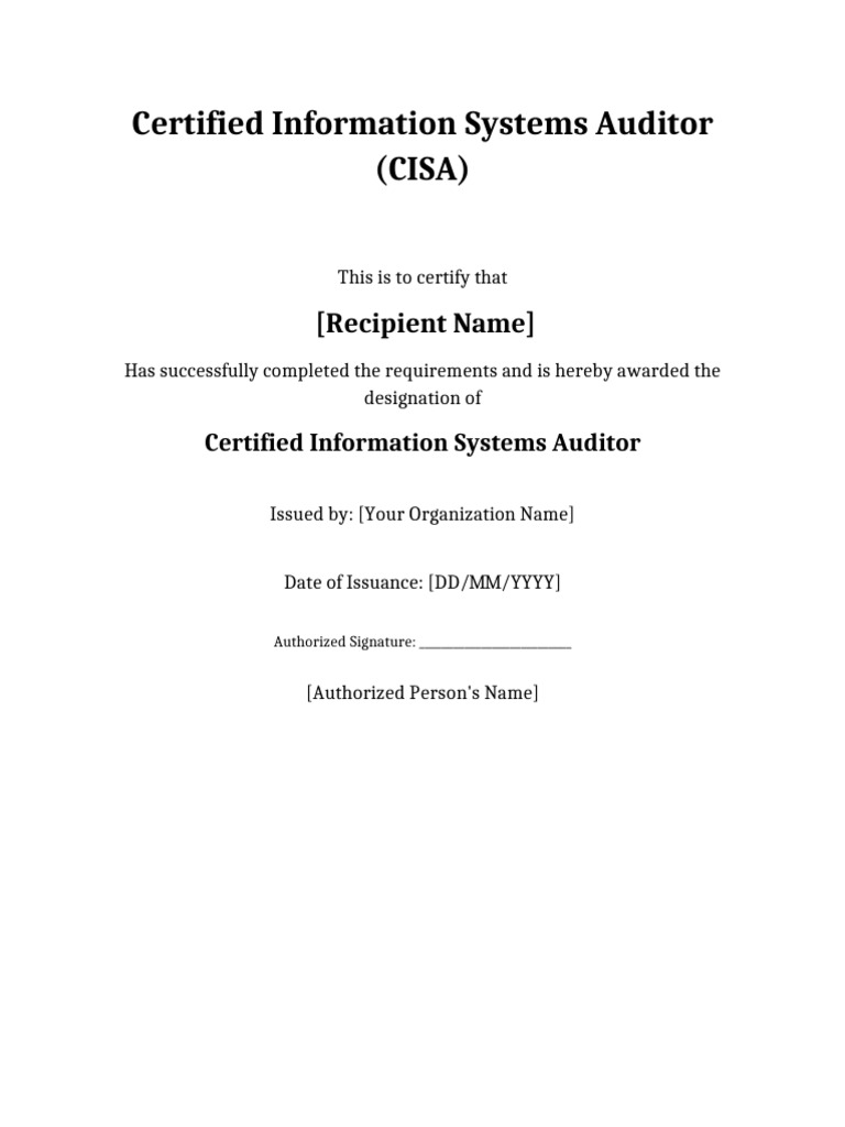 CISA Certificate Template | PDF