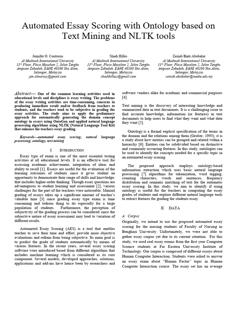 Automated Essay Scoring textmining&NLTK | PDF | Ontology (Information ...