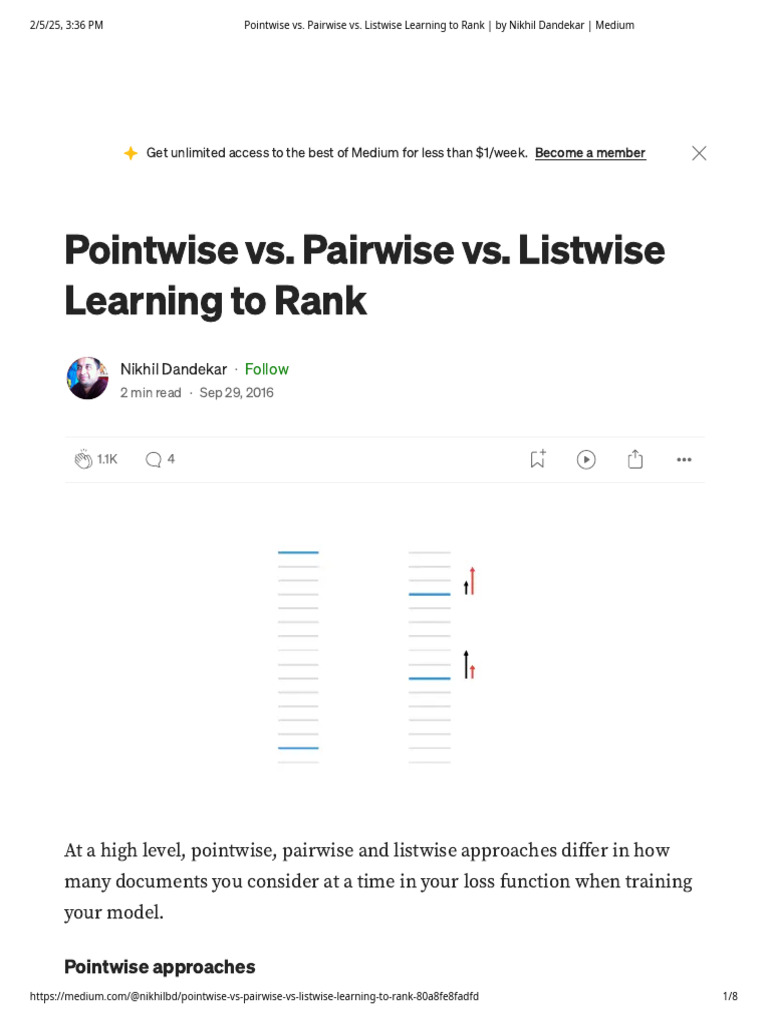 Pointwise vs. Pairwise vs. Listwise Learning to Rank _ by Nikhil Dandekar _ Medium | PDF ...