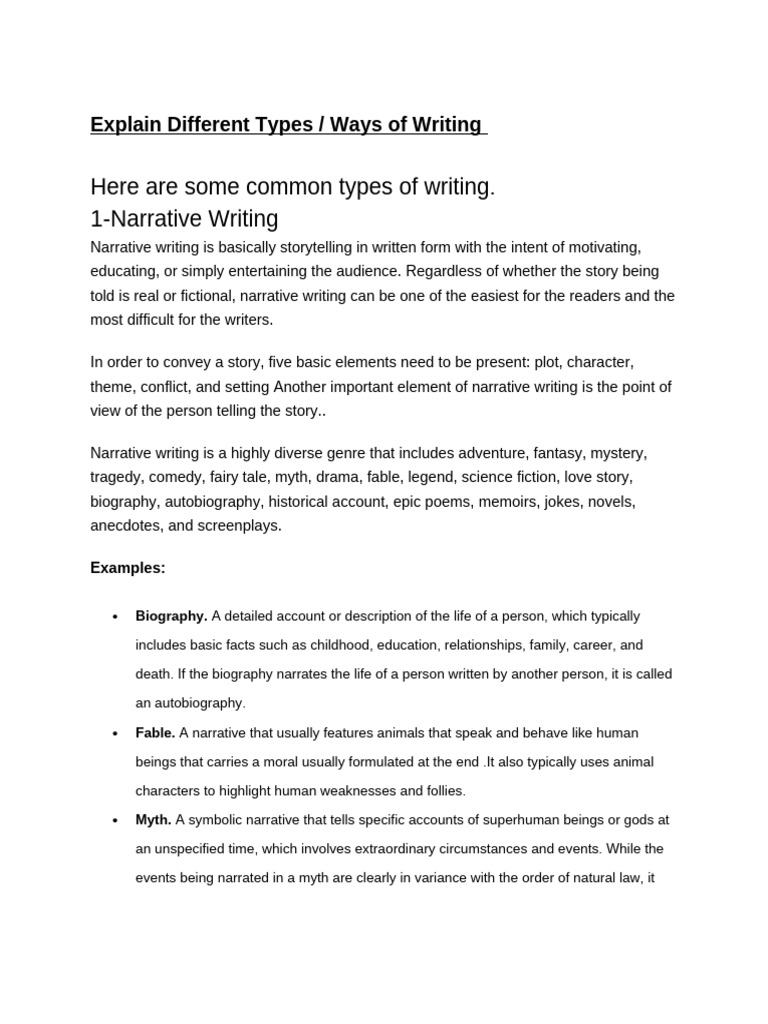 Types of writing-1 | PDF | Narrative | Poetry