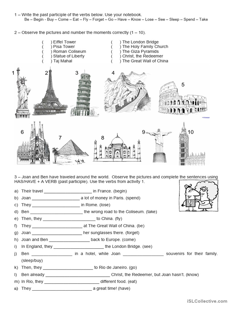 Past Participles and Travel Activities | PDF