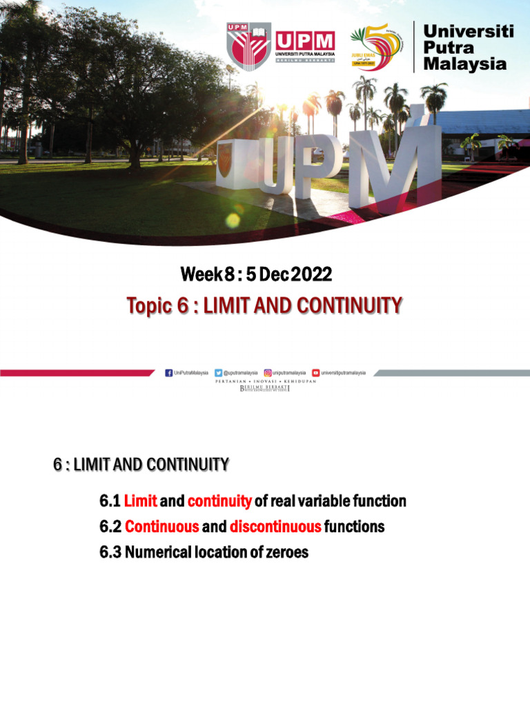 Chap 6 LIMIT AND CONTINUITY (S - Week 8 4 Dec 2022) | PDF | Continuous Function | Computational ...